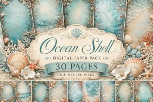 Coastal Seashell Digital Paper Graphic by Attractions Artist · Creative ...