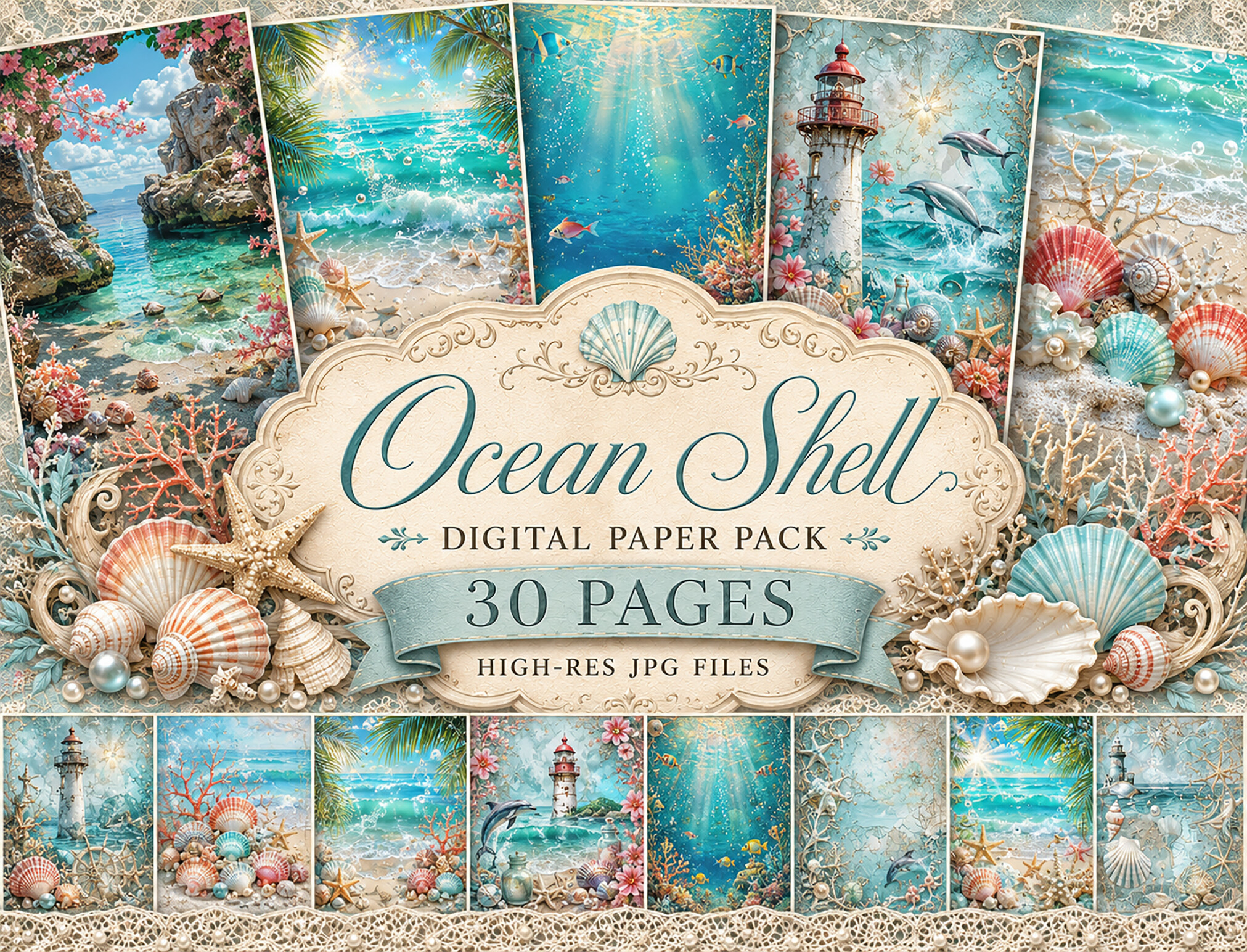 Coastal Seashell Journal Paper Graphic by Attractions Artist · Creative ...