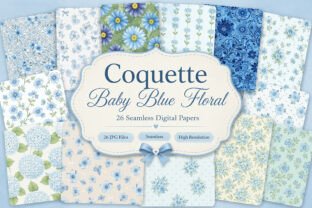 Coquette Baby Blue Floral Digital Paper Graphic by T.D. House ...