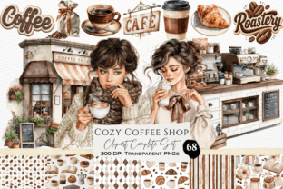 Cozy Coffee Shop Watercolor Clipart Set Graphic by Whimsy Bloom Co ...