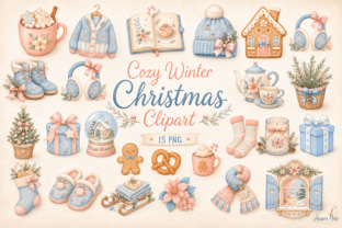 Cozy Winter Christmas Clipart PNG Bundle Graphic by Hassas Arts ...