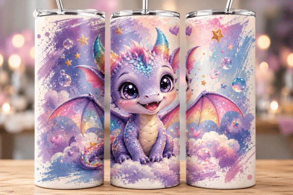 Cute Baby Dragon Tumbler Wrap PNG Graphic by emailtemplate · Creative ...