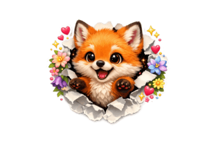Cute Baby Fox Breakthrough Wall Illustration par dogstar4535 · Creative ...