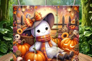 Cute Ghost Witch Pumpkin Tumbler Wrap Graphic by Digital Duck ...