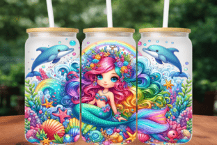 Cute Mermaid Dolphin 16oz Tumbler Wrap Graphic by shimuakter0786 ...