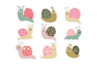 Cute Snails Sticker Pack Graphic by HelgaKOV · Creative Fabrica