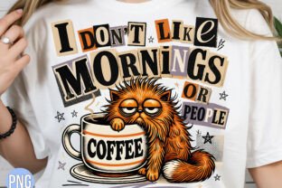 Don't Like Mornings Coffee Cat PNG Shirt Graphic by Art Zone · Creative ...