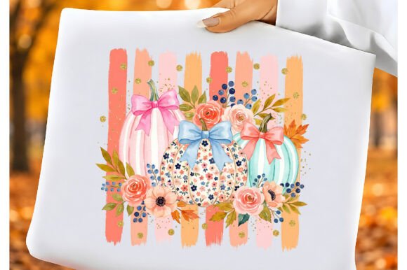 Fall Pumpkins Striped PNG, Preppy Floral Graphic by Artistic.Visions ...