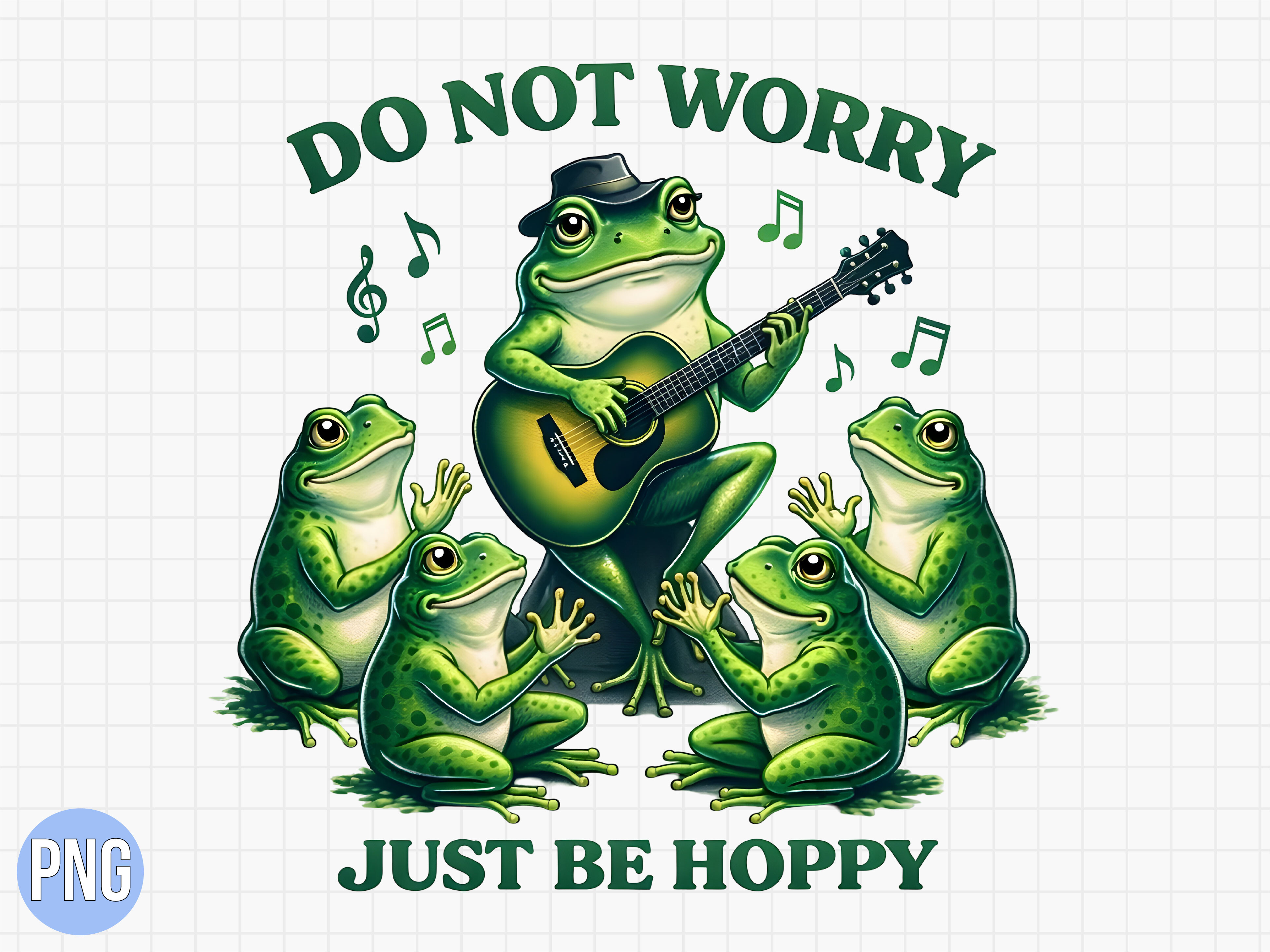 Just Be Hoppy Frog Guitar T-Shirt PNG Graphic by Cozy Prints · Creative ...