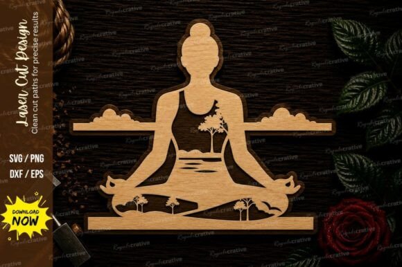 Meditation Landscape Yoga Laser Cut SVG · Creative Fabrica