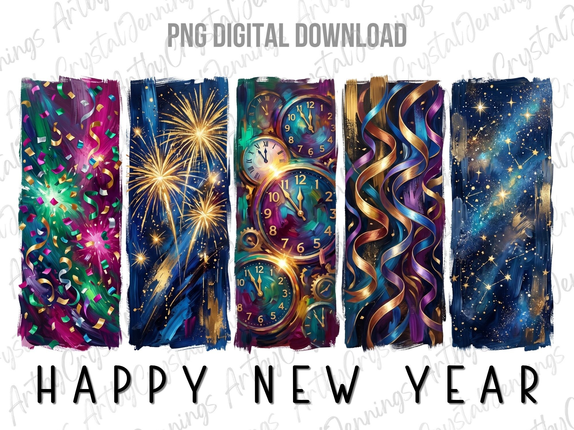 New Year Holiday Brushstroke PNG Graphic by ArtbyCrystalJennings ...