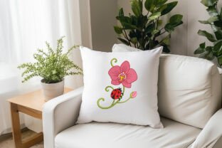 Orchid Flower and Ladybug · Creative Fabrica