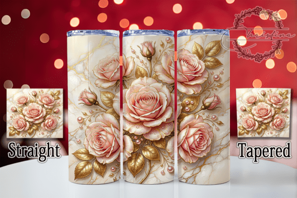 Rose Gold Floral Luxury 20oz Tumbler Graphic by christina.clipart ...