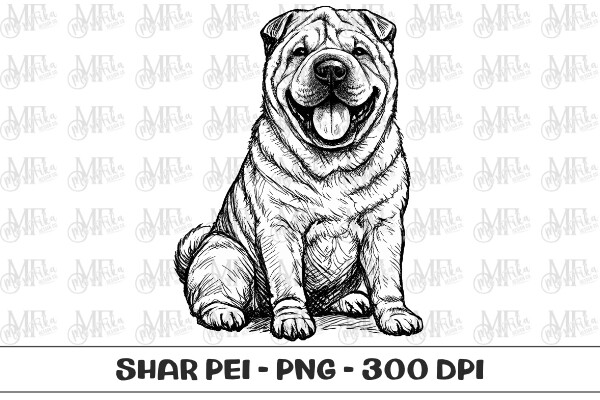 Shar Pei Dog Sketch PNG Graphic by MoxiFikaDesignCo · Creative Fabrica