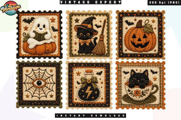 Floral Ghost Halloween Patchwork PNG Graphic by Vintage Expert ...
