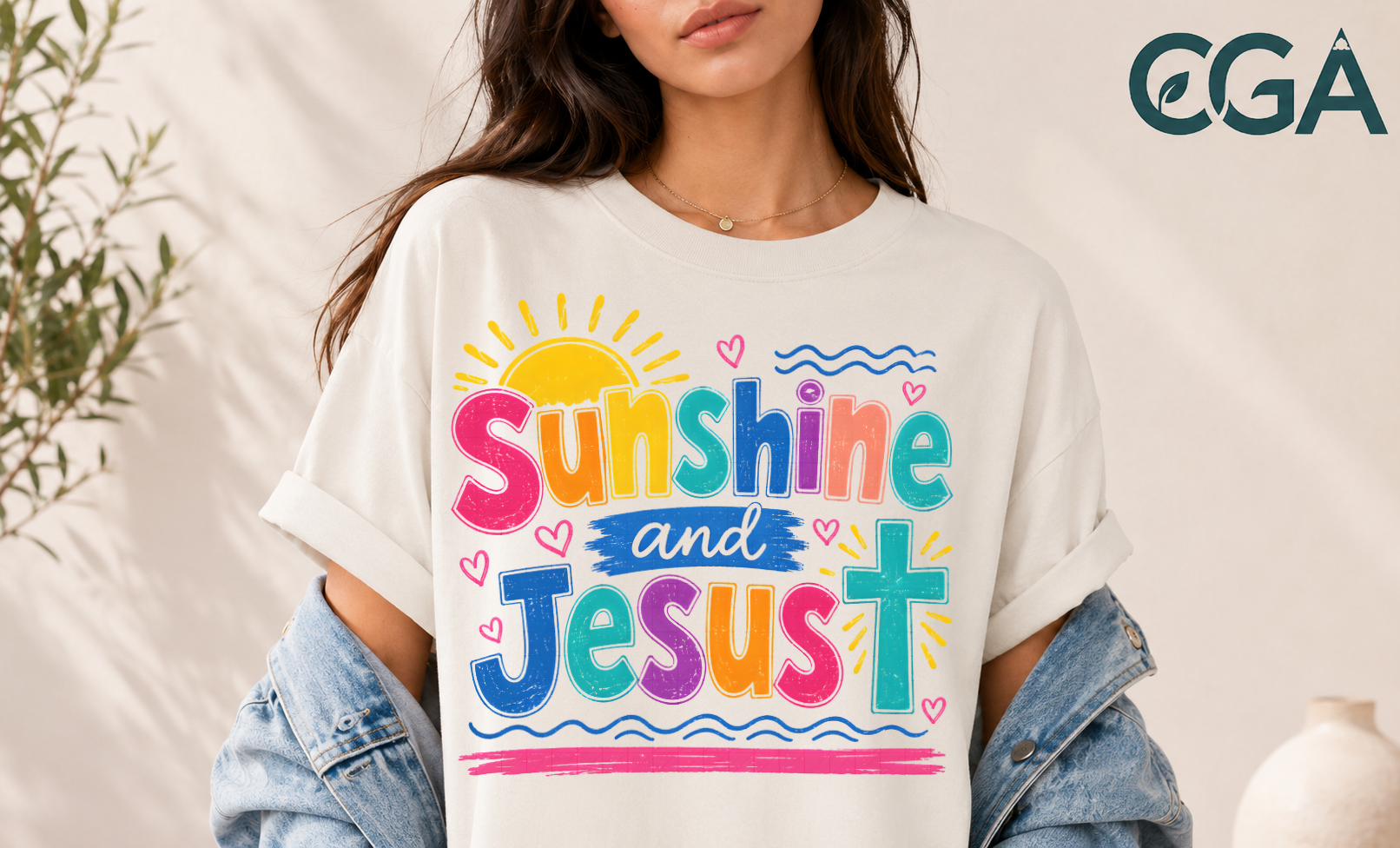 Sunshine and Jesus Colorful Retro PNG Graphic by cookgraphicart ...