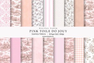 Toile De Jouy Digital Paper Pink Graphic by AdMaioraDesign · Creative ...