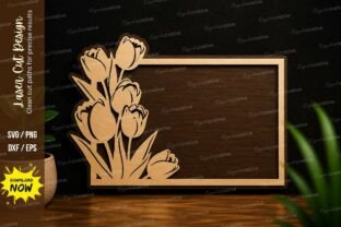 Tulip Flower Rectangle Frame Laser Cut · Creative Fabrica
