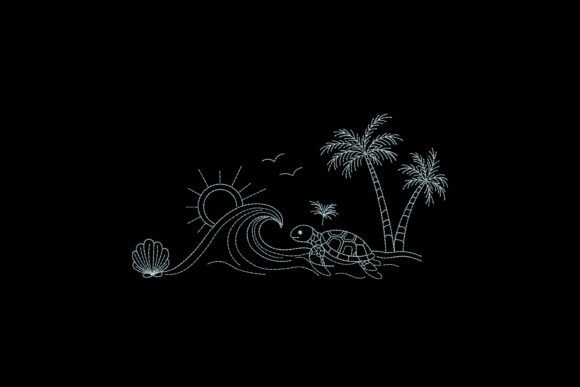 Turtle and Palm Trees · Creative Fabrica