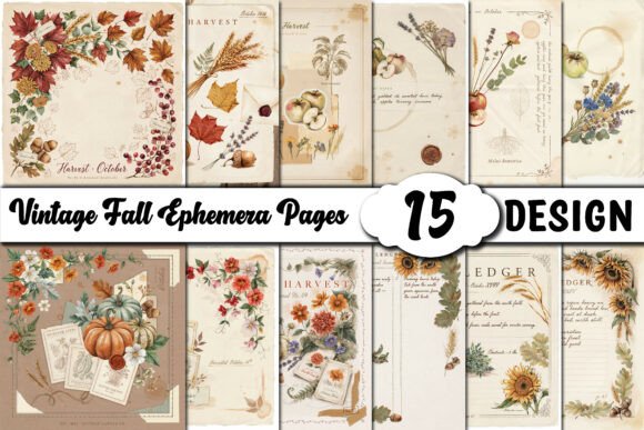 Vintage Fall Ephemera Junk Journal. Graphic by CraftArt2 · Creative Fabrica