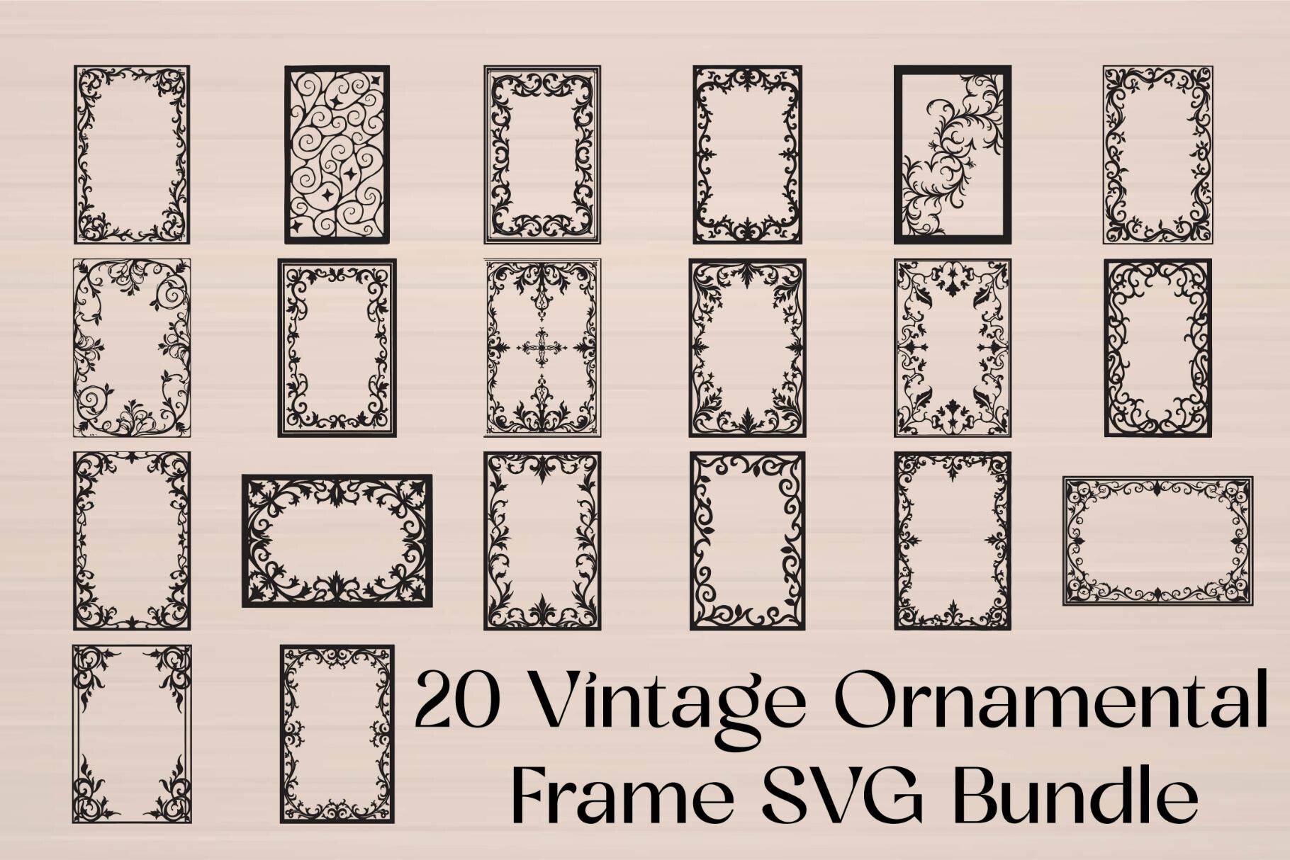 Vintage Ornamental Frame SVG Bundle Graphic by gfxrokey · Creative Fabrica