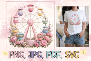 Whimsical Pastel Ferris Wheel Graphic by BlueSage · Creative Fabrica