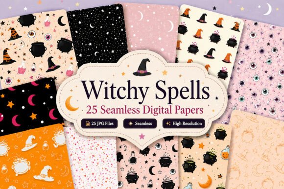 Witchy Spells Digital Paper Graphic by Designstock · Creative Fabrica
