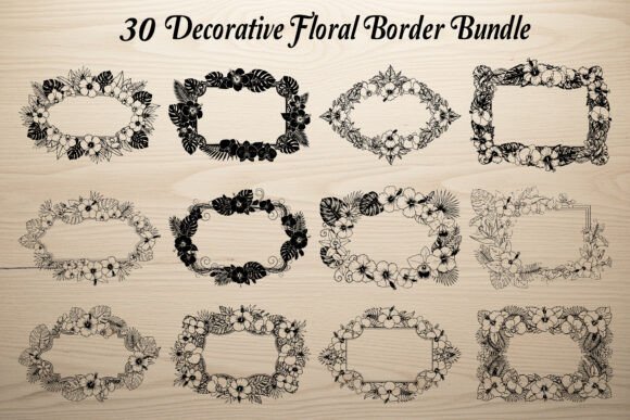 30 Decorative Floral Border Bundle Graphic by GFX_creative · Creative ...