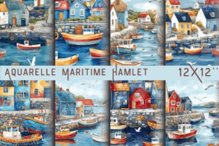 Aquarelle Maritime Hamlet Panorama Graphic by DigiArt · Creative Fabrica