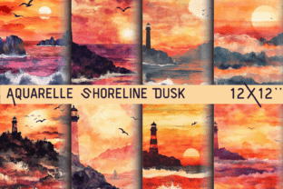 Aquarelle Shoreline Dusk Panorama Graphic by DigiArt · Creative Fabrica