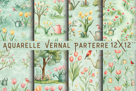 Aquarelle Vernal Parterre Backdrop Graphic by DigiArt · Creative Fabrica