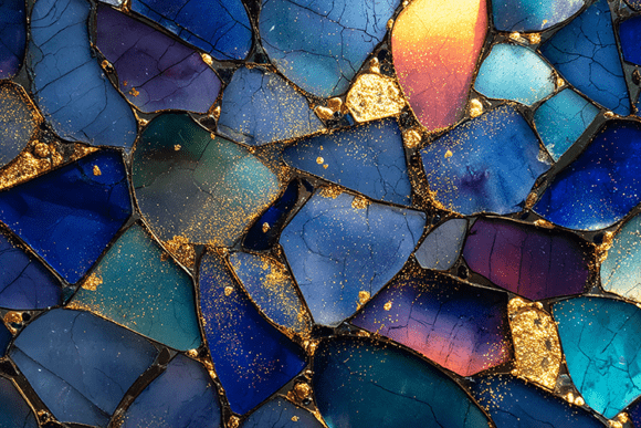 Blue Stained Glass Leaves Pattern Graphic by TheDesignerDesigne ...