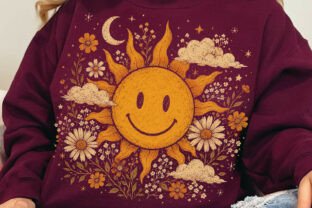 Boho Celestial Smiley Sun PNG Graphic by SvgModes · Creative Fabrica