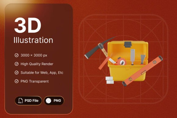 Builder Tool Box 3D Icon Graphic by creativeproduction.rrgraph ...