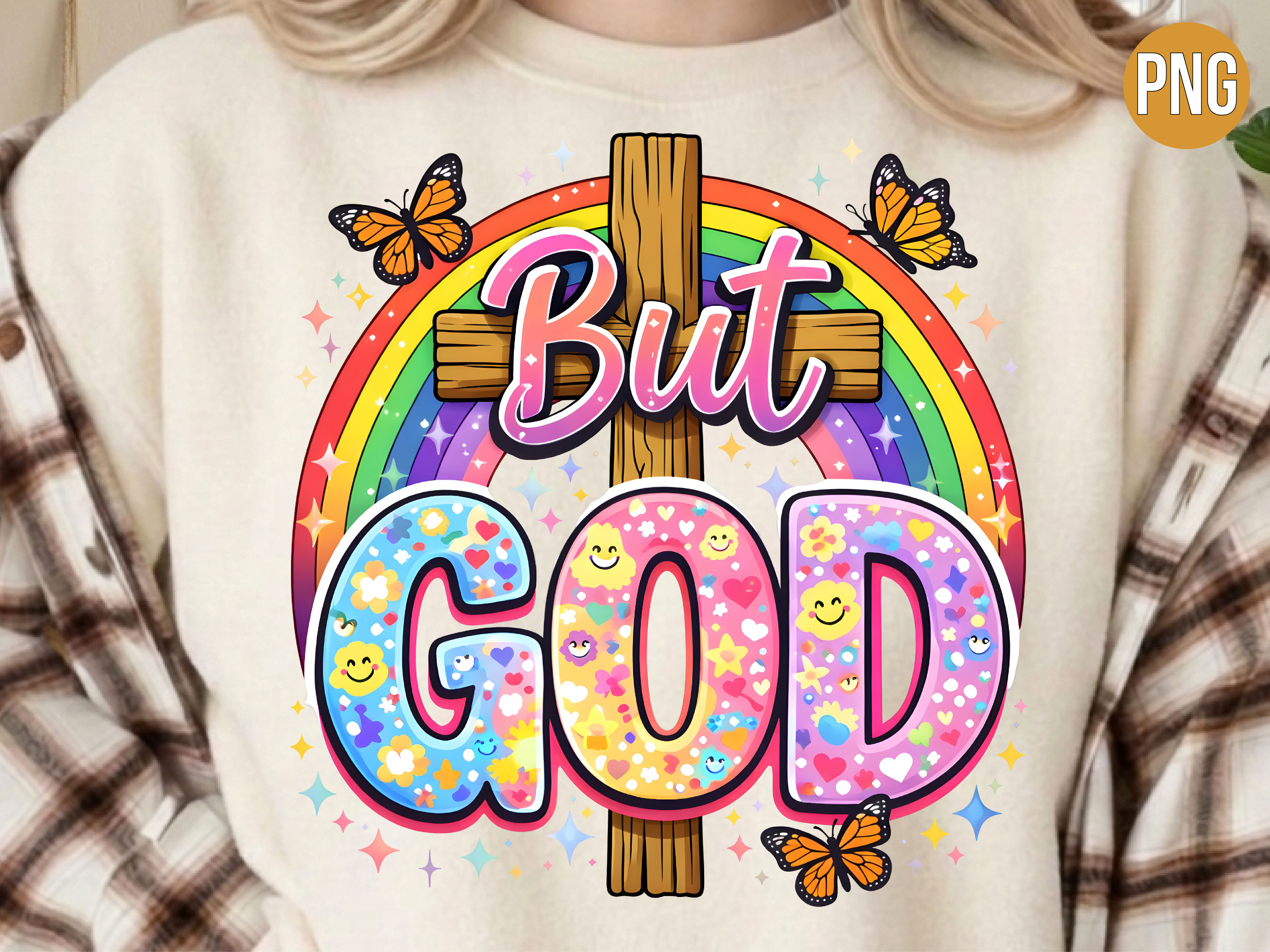 But God Christian Cross Rainbow PNG Graphic by MAMA BEAR STORE ...