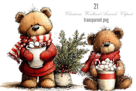 Christmas Woodland Animals Clipart Graphic by king store · Creative Fabrica