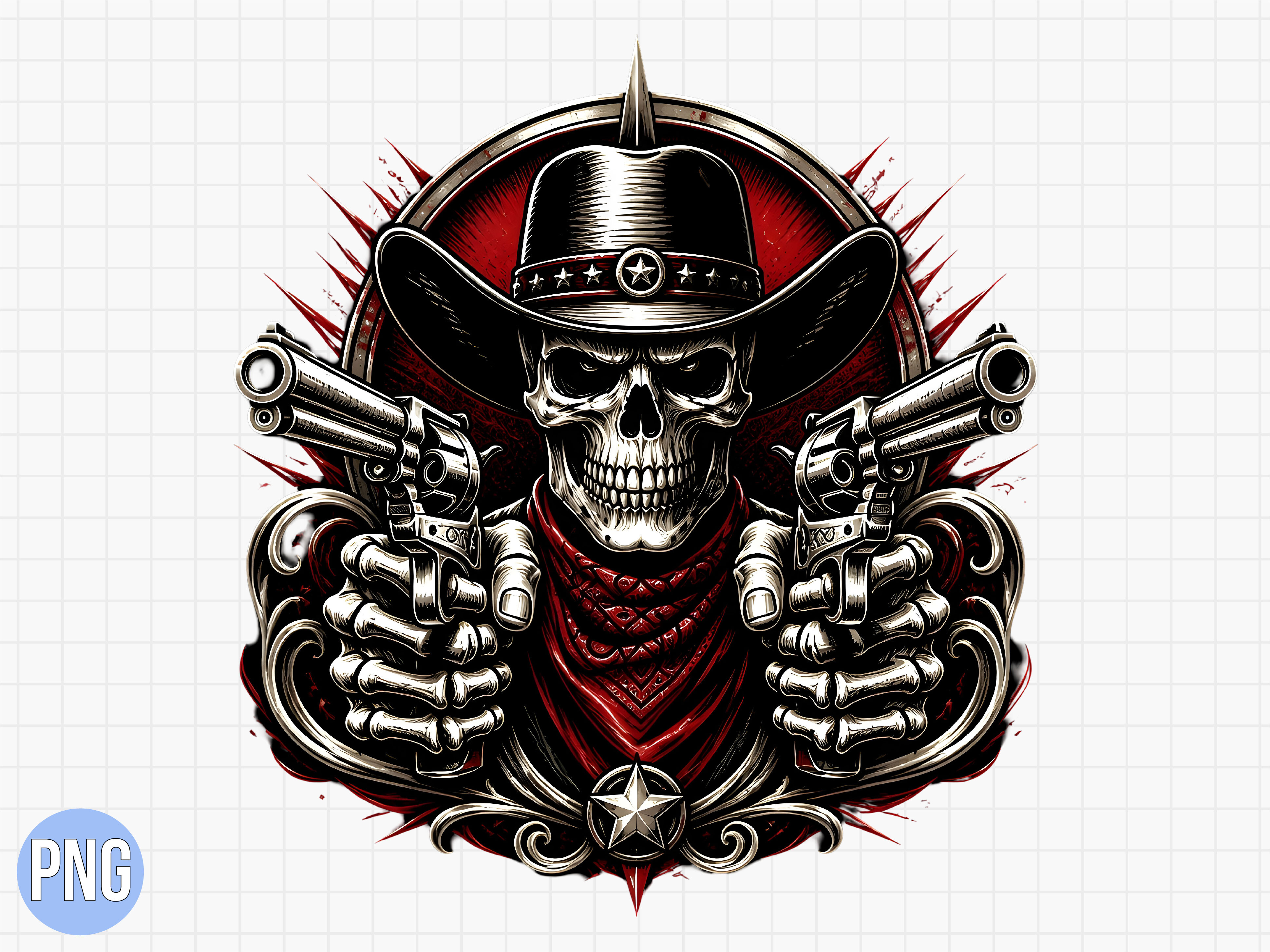 Cowboy Skull Western Dual Pistols PNG Graphic by Art Zone · Creative ...