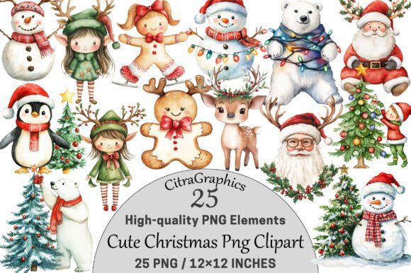 Cute Christmas Clipart. Graphic by CitraGraphics · Creative Fabrica