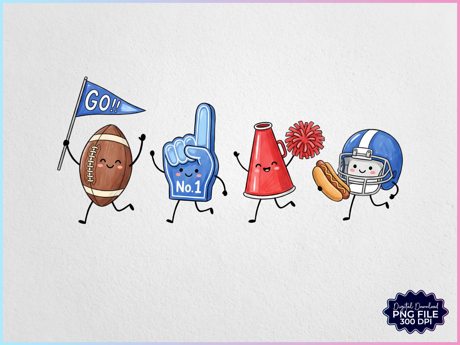 Cute Football Cheer Cartoons PNG Graphic by Creative Community ...