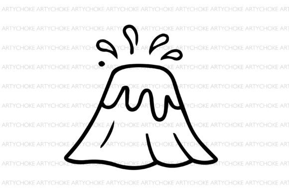 Dinosaur Volcano SVG Doodle Graphic by artychoke.design · Creative Fabrica