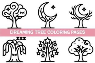 Dreamy Trees Coloring Pages Graphic by rahmatumar971 · Creative Fabrica
