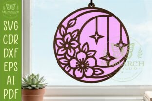 Floral Moon Suncatcher SVG | Celestial · Creative Fabrica