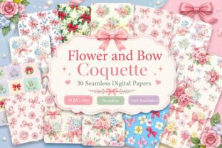 Flower and Bow Coquette Digital Bundle Graphic by T.D. House · Creative ...