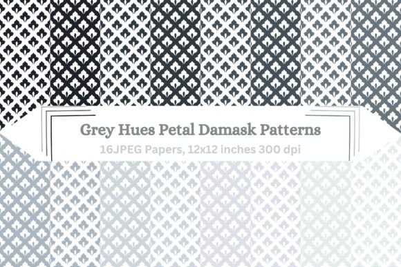 Grey Hues Petal Damask Patterns Graphic by archiegupta1908 · Creative ...