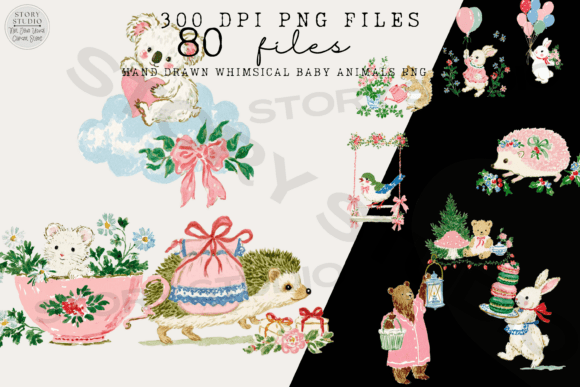 Hand Drawn Whimsical Baby Animals Graphic by Story Studio · Creative ...