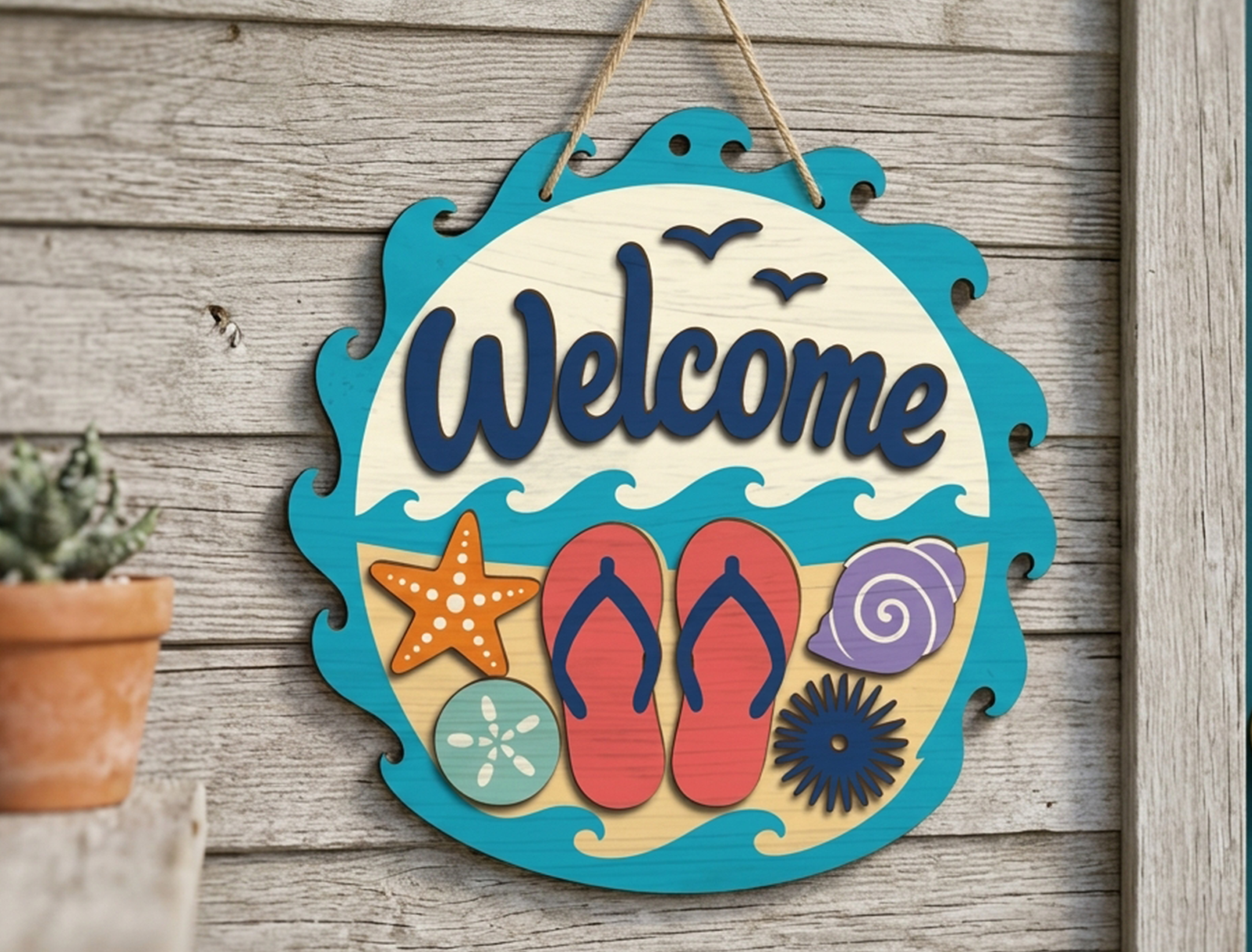 Hello Beach Welcome Flip Flop Sign Svg · Creative Fabrica