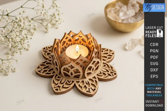 Lotus Tealight Candle Holder Laser Cut · Creative Fabrica