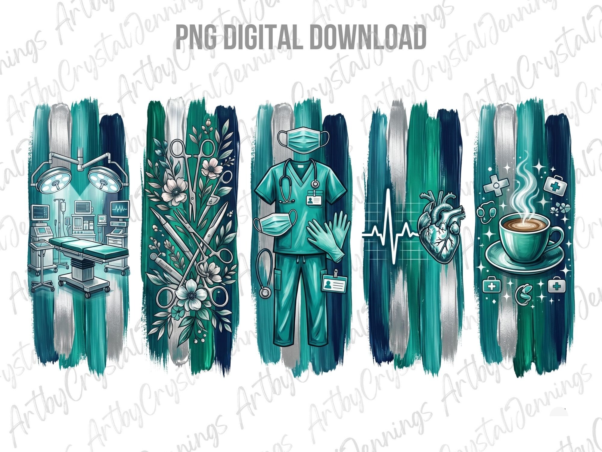 Medical Nurse Life RN Brushstroke PNG Graphic by ArtbyCrystalJennings ...
