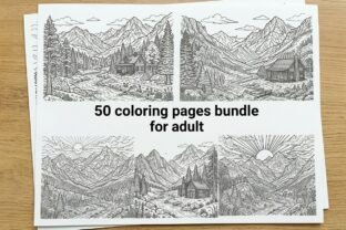 Mountain Landscape Coloring Pages Graphic by Lasercut_pro · Creative ...
