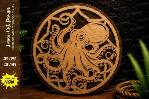 Octopus Mandala Laser Cut Svg Design · Creative Fabrica